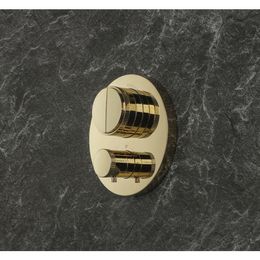 Herzbach Living PUSH round Fertigmontageset 30.803050.1.03 Unterputz-Thermostat f&uuml;r 2 Verbraucher, PVD gold