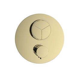 Herzbach Deep PUSH round Fertigmontageset 30.803055.1.03 Unterputz-Thermostat, f&uuml;r 3 Verbraucher, chrom, PVD gold