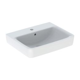Geberit Renova Plan Aufsatz-Waschtisch 501720001 55x48cm, Hahnloch mittig, mit &Uuml;berlauf, wei&szlig;