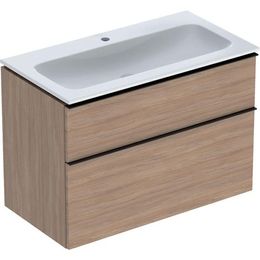 Geberit iCon Waschtisch mit Unterschrank 90 cm 502337JH1 Waschtisch-Set 90x63x48cm, wei&szlig;, Korpus Eiche, Griff lava matt