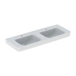 Geberit Renova Plan Doppelwaschtisch 501711001 130x48cm, Hahnloch mittig, ohne &Uuml;berlauf, wei&szlig;