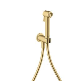 Hansgrohe AXOR Bidette Showers Bidette Duschkopf 29240250 1 Strahlart rund f&uuml;r Kaltwasser mit Duschkopfhalterung und Duschschlauch 1,25 m, Brushed Gold Optic