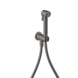 Hansgrohe AXOR Bidette Showers Bidette Duschkopf 29240340 1 Strahlart rund f&uuml;r Kaltwasser mit Duschkopfhalterung und Duschschlauch 1,25 m, Brushed Black Chrome