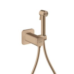 Hansgrohe AXOR Bidette Showers Bidette Duschkopf 29243310 1 Strahlart softsquare f&uuml;r Mischwasser mit Duschkopfhalterung und Duschschlauch 1,25 m, Brushed Red Gold