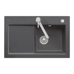 Villeroy & Boch Villeroy und Boch Subway Flächenbündige Spüle 67142FS5 Becken rechts, mit Ablaufgarnitur und Exzenterbetätigung, Ebony