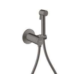 Hansgrohe AXOR Bidette Showers Bidette Duschkopf 29242330 1 Strahlart rund f&uuml;r Mischwasser mit Duschkopfhalterung und Duschschlauch 1,25 m, Polished Black Chrome