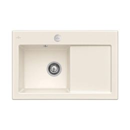 Villeroy & Boch Villeroy und Boch Subway Fl&auml;chenb&uuml;ndige Sp&uuml;le 67722FKR Becken links, mit Ablaufgarnitur und Exzenterbet&auml;tigung, Crema