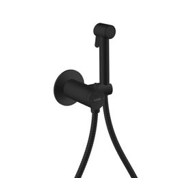 Hansgrohe AXOR Bidette Showers Bidette Duschkopf 29242670 1 Strahlart rund f&uuml;r Mischwasser mit Duschkopfhalterung und Duschschlauch 1,25 m, Mattschwarz