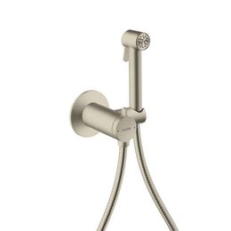 Hansgrohe AXOR Bidette Showers Bidette Duschkopf 29242820 1 Strahlart rund f&uuml;r Mischwasser mit Duschkopfhalterung und Duschschlauch 1,25 m, Brushed Nickel