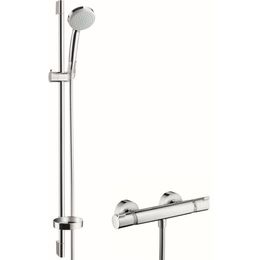 Hansgrohe Croma Brausesystem 27033000 mit Ecostat Comfort Thermostat und Brausestange 90cm, 9 l/min, chrom