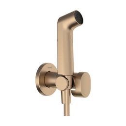 Hansgrohe Bidette Duschkopf 29232140 1 Strahlart S wassersparend f&uuml;r Warmwasser mit Duschkopfhalterung und Duschschlauch 125 cm, Brushed Bronze