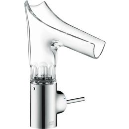 Hansgrohe Axor Starck Waschtischarmatur 12123000 mit Glasauslauf und Ablaufgarnitur, Facettenschliff, chrom