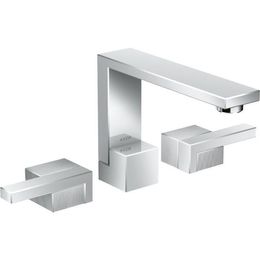 Hansgrohe Axor Edge 3-Loch-Waschtischarmatur 46051000 chrom, Diamantschliff, mit Push-Open Ablaufgarnitur, Ausladung 173mm