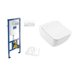 Villeroy & Boch Villeroy & Boch Venticello & ViConnect Komplett-Set spülrandlos, weiß Ceramicplus, mit WC-Sitz
