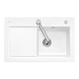 Villeroy & Boch Villeroy und Boch Subway Fl&auml;chenb&uuml;ndige Sp&uuml;le 67142FR1 Becken rechts, mit Ablaufgarnitur und Exzenterbet&auml;tigung, wei&szlig;
