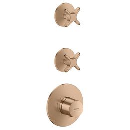 Hansgrohe AXOR One Thermostatmodul 48712310 Unterputz, 2 Verbraucher, mit Kreuzgriff, brushed red gold