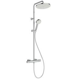 Ideal Standard Ceratherm T 25N-ECO Duschsystem A8524AA mit Brausethermostat, 2 Funktion-Handbrause, Kopfbrause rund, chrom