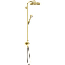 Hansgrohe AXOR One Duschsystem mit Thermostat und Duschkopf 280 48797950 Unterputz-Fertigmontageset, 1 Strahlart wassersparend , EcoSmart, 8 l/min, brushed brass