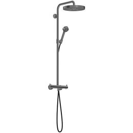 Hansgrohe AXOR One Duschsystem mit Thermostat und Duschkopf 280 48795340 Unterputz, Fertigmontageset, 1 Strahlart wassersparend, EcoSmart, 8 l/min, brushed black chrome