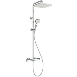 Ideal Standard Ceratherm T 25N Duschsystem A8521AA mit Brausethermostat, 2 Funktion-Handbrause, Kopfbrause eckig, chrom