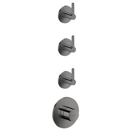 Hansgrohe AXOR One Thermostatmodul 48723330 Unterputz, 3 Verbraucher, mit Hebelgriff, polished black chrome