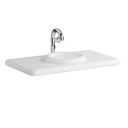 Vitra Liquid Waschtisch-Konsolenplatte 7310B403-1826 100x55x6cm, 1 Beckenausschnitt mittig, wei&szlig; hochglanz VC, 1 Hahnloch mittig Becken hinten