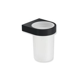 HEWI System 800 Becher 800.04.11065DC schwarz tiefmatt, Kristallglas, pulverbeschichtet