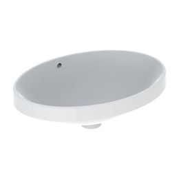 Geberit VariForm Einbauwaschtisch 500717012 55x40cm, ohne Hahnloch, mit &Uuml;berlauf, oval, wei&szlig;