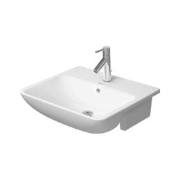 Duravit Me by Starck Halbeinbau-Waschtisch 03785532001 55 x 45,5 cm, mit Hahnloch, mit Überlauf, mit Hahnlochbank, weiß seidenmatt, WonderGliss