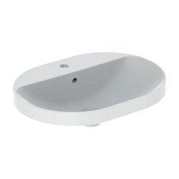 Geberit VariForm Einbauwaschtisch 500733012 60x45cm, mit Hahnlochbank, &Uuml;berlauf, elliptisch, wei&szlig;