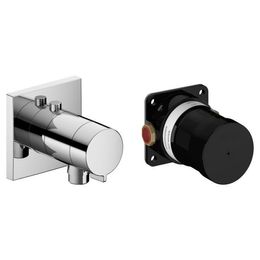 KEUCO Ixmo solo Fertigmontageset 59554010022 verchromt, Thermostatarmatur, Schlauchanschluss, eckig