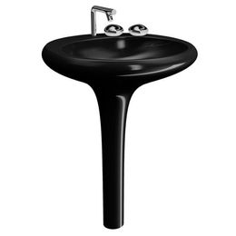Vitra Istanbul Waschtisch 4261B470-0871 60x61,5cm, integrierte Standsäule, ohne Überlauf/3 Hahnlöcher, schwarz VC