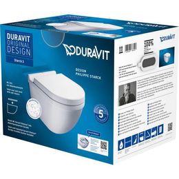 Duravit Starck 3 Wand-Tiefspül-WC-Set 45270900A11 mit WC-Sitz, Rimless, weiß WonderGliss