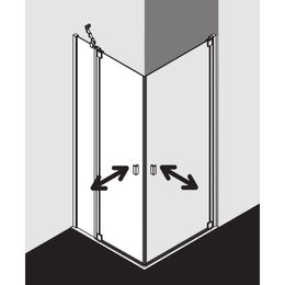 Kermi Raya Eckeinstieg 2-tlg Pendelt&uuml;r mit Festfeld RAEPL09020VAK 90 x 200 cm, silber hochglanz, ESG klar, linkes Halbteil, auf Duschwanne
