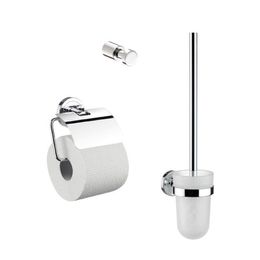 Emco Polo WC-Set 079800100 chrom, Papierhalter mit Deckel, Bürstengarnitur und Haken