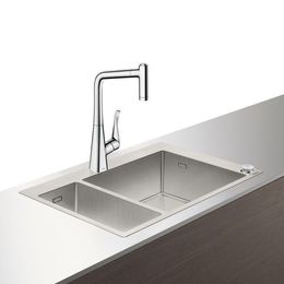 Hansgrohe Select C71-F655-04 Sp&uuml;lencombi 43210800 Edelstahl-optik, mit sBox, 1 Haupt-/Zusatzbecken