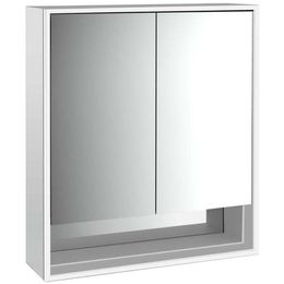 Emco Loft Aufputz-Lichtspiegelschrank 979805204 600x733mm, mit Unterfach, LED, 2-t&uuml;rig, aluminium/Spiegel