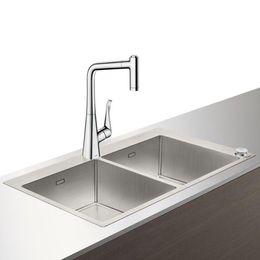 Hansgrohe Select C71-F765-05 Sp&uuml;lencombi 43211000 chrom, mit sBox, 2 Hauptbecken