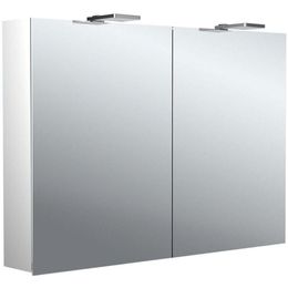 Emco pure 2 Style Aufputz-Lichtspiegelschrank 979705304 1000x721mm, mit LED-Aufsatzleuchte, 2-t&uuml;rig, Aluminium
