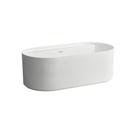 Laufen Sonar freistehende Oval-Badewanne H2213420000001 ohne Hahnloch, 160x81,5cm, mit Schürze, Marbond, weiß