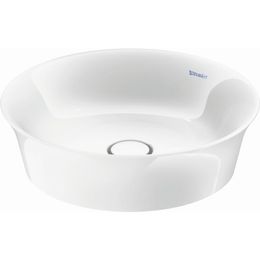 Duravit White Tulip Aufsatz-Waschtisch 23624300791 Ø 43cm, ohne Hahnloch, Überlauf, Hahnlochbank, weiß WonderGliss