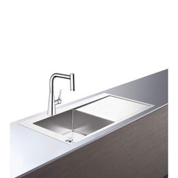 Hansgrohe Select Spülencombi 43229000 1045 x 510 mm, 1 Hauptbecken links, Abtropffläche, chrom