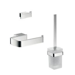 Emco Loft WC-Set 059800102 chrom, Papierhalter ohne Deckel, Bürstengarnitur und Doppelhaken