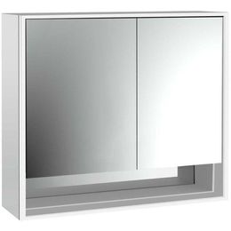 Emco Loft Aufputz-Lichtspiegelschrank 979805210 800x733mm, Unterfach LED, 2-t&uuml;rig, breite T&uuml;r links, aluminium/Spiegel
