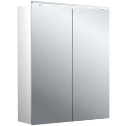 Emco pure 2 Classic Aufputz-Lichtspiegelschrank 979705502 600x729mm, mit LED-Aufsatzleuchte, 2-t&uuml;rig, Aluminium