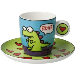 Tasse Goebel "Espressotasse Ed Eck- Roar", bunt, B:12cm H:7cm, Porzellan, Trinkgef&auml;&szlig;e, Tasse
