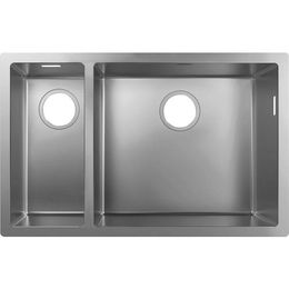 Hansgrohe S719-U655 Unterbausp&uuml;le 43429800 edelstahl, 180x450mm, 1 Haupt- und Zusatzbecken