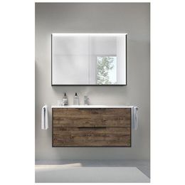 Artiqua Serie 774 Badm&ouml;bel-Set mit Spiegelschrank 70 cm 774B2210MSMS3 Waschtisch mit Unterschrank, Griff Schwarz Matt