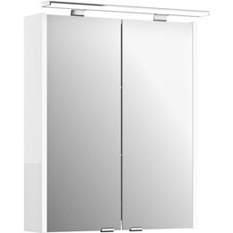 Artiqua Spiegelschrank 812E4560 600mm, wei&szlig; glanz, 2 T&uuml;ren, LED Aufsatzleuchte