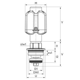 Aalberts SEPP Servo-Plus Freistromventil-Oberteil 0001487 DN 50, nichtsteigend, mit Fettkammer, totraumfrei, Messing